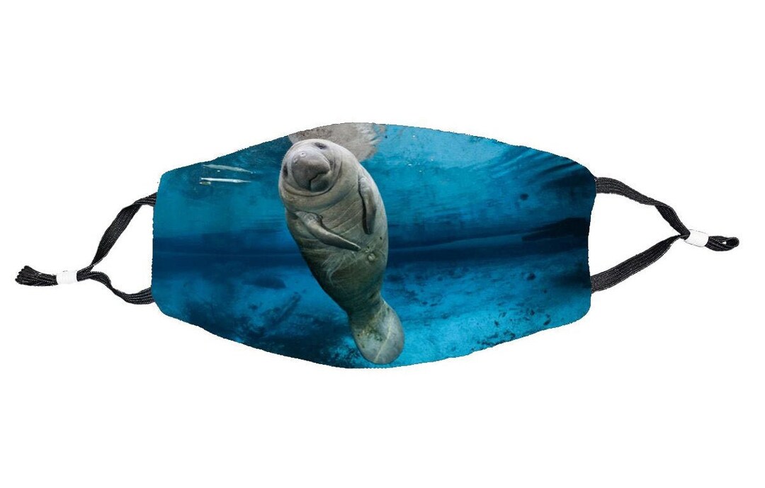 Manatee Mask With Filter Included, Washable Manatee Mask, Aquatic Face ...