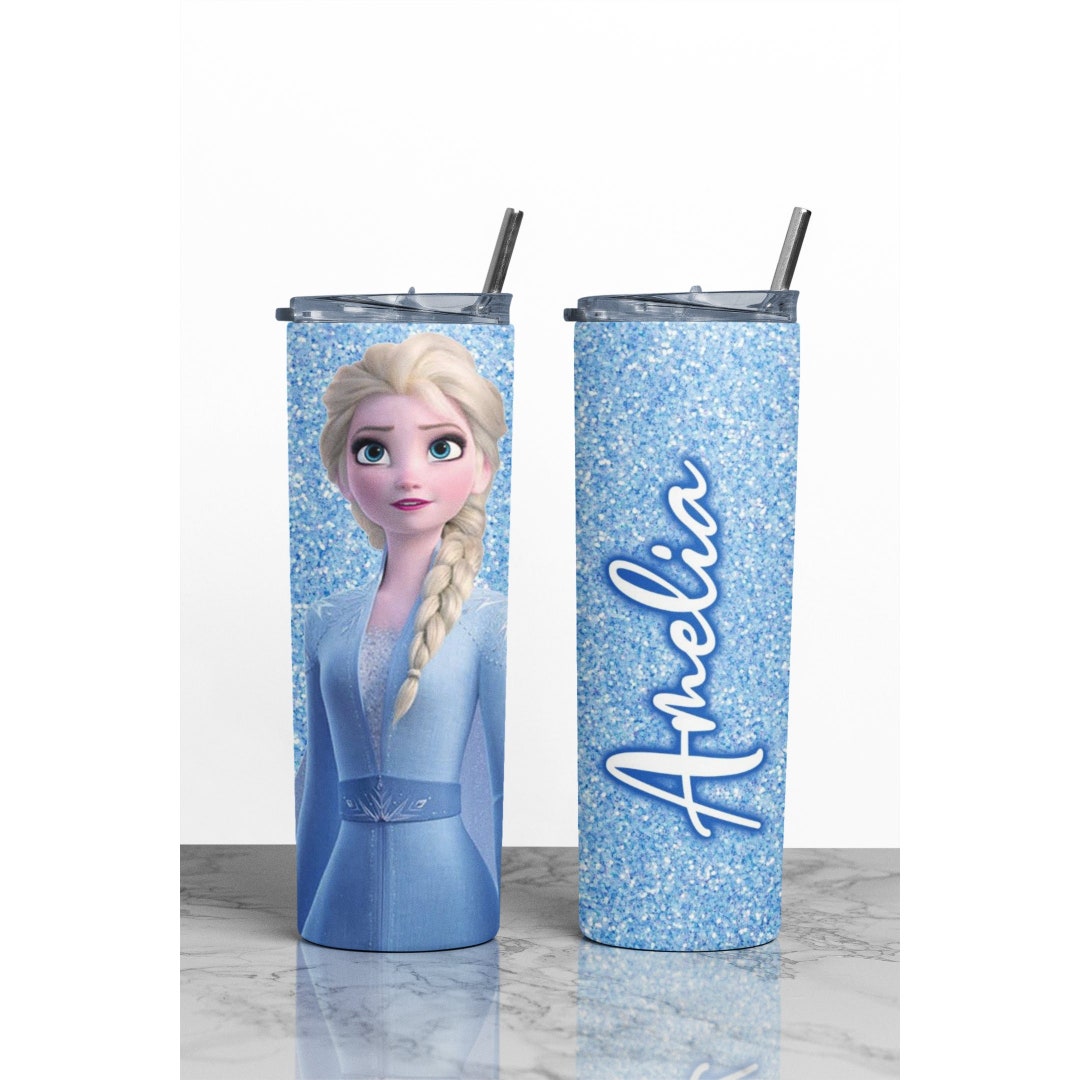 Personalized Elsa Tumbler: Frozen Princess Gift, Glitter Look - Etsy