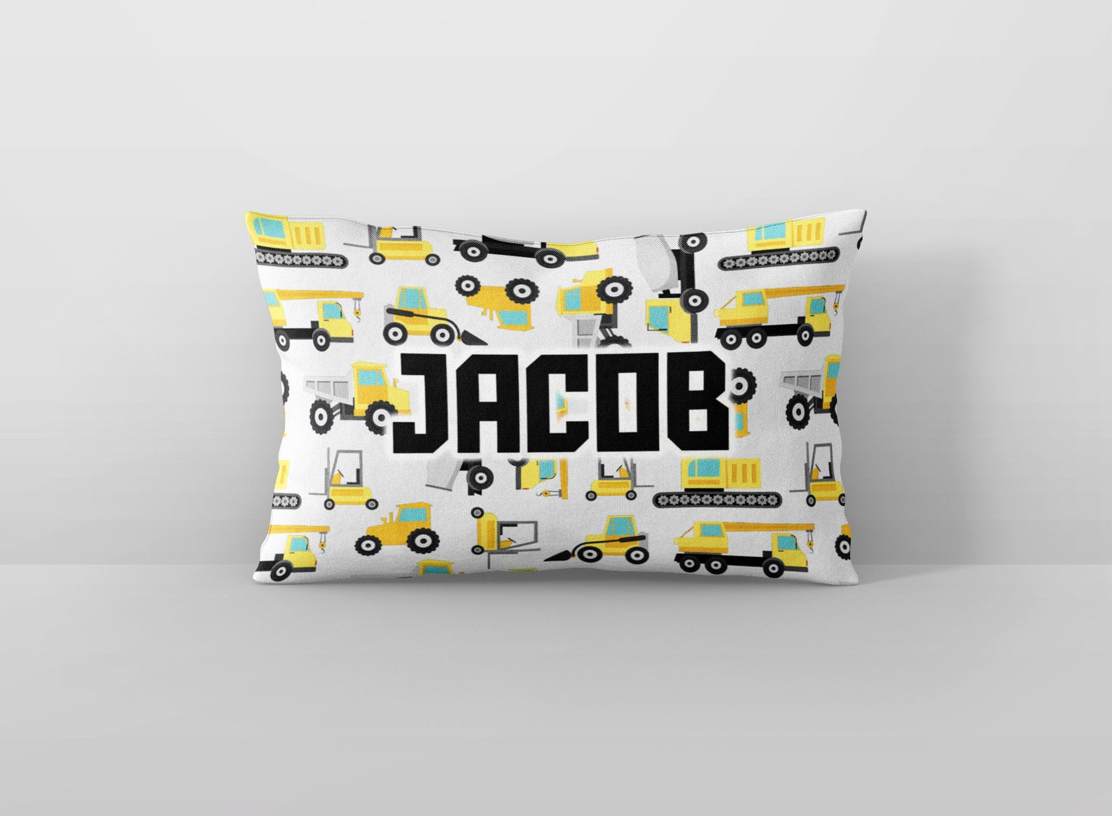Personalized Construction Vehicles Pillowcase: Kids Bedroom Decor - Etsy