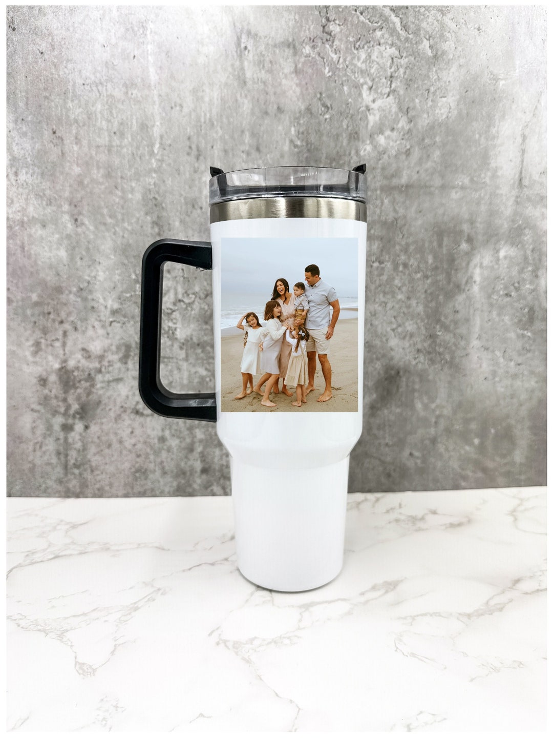 Personalized Photo Travel Mug With Handle • Custom Picture Tumbler ...