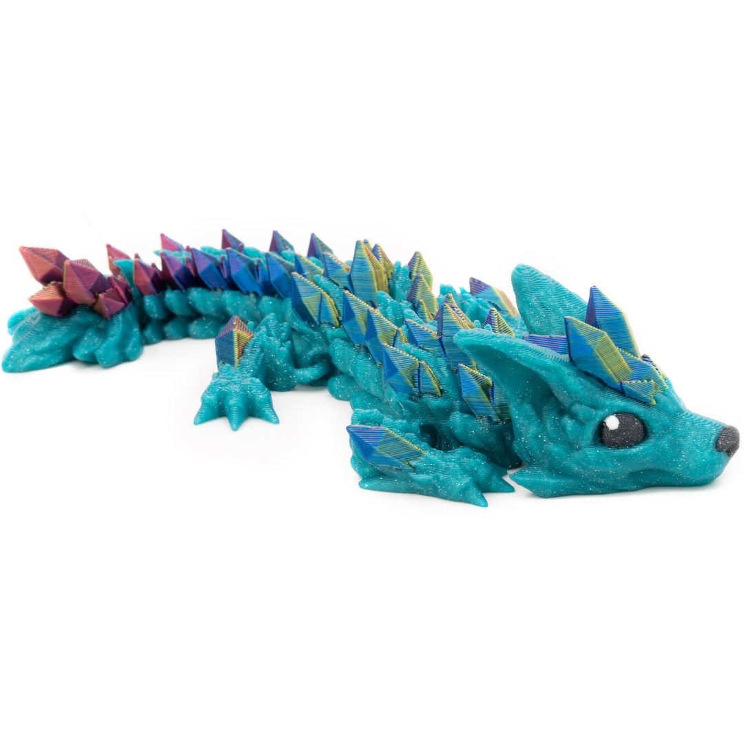 Baby Wolf Crystal Dragon | 6 Inch Articulating Flexible 3D Printed ...