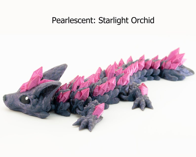 Baby Wolf Crystal Dragon | 6 Inch Articulating Flexible 3D Printed ...
