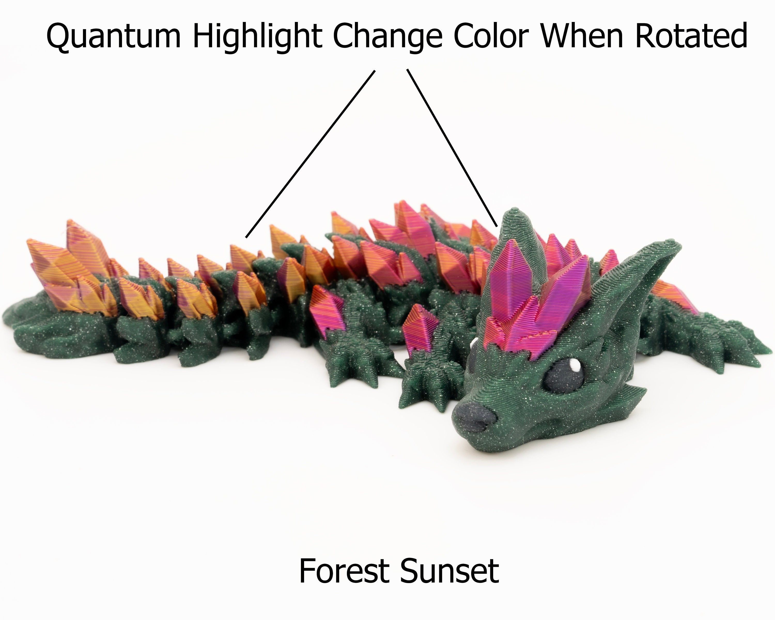 Baby Wolf Crystal Dragon | 6 Inch Articulating Flexible 3D Printed ...