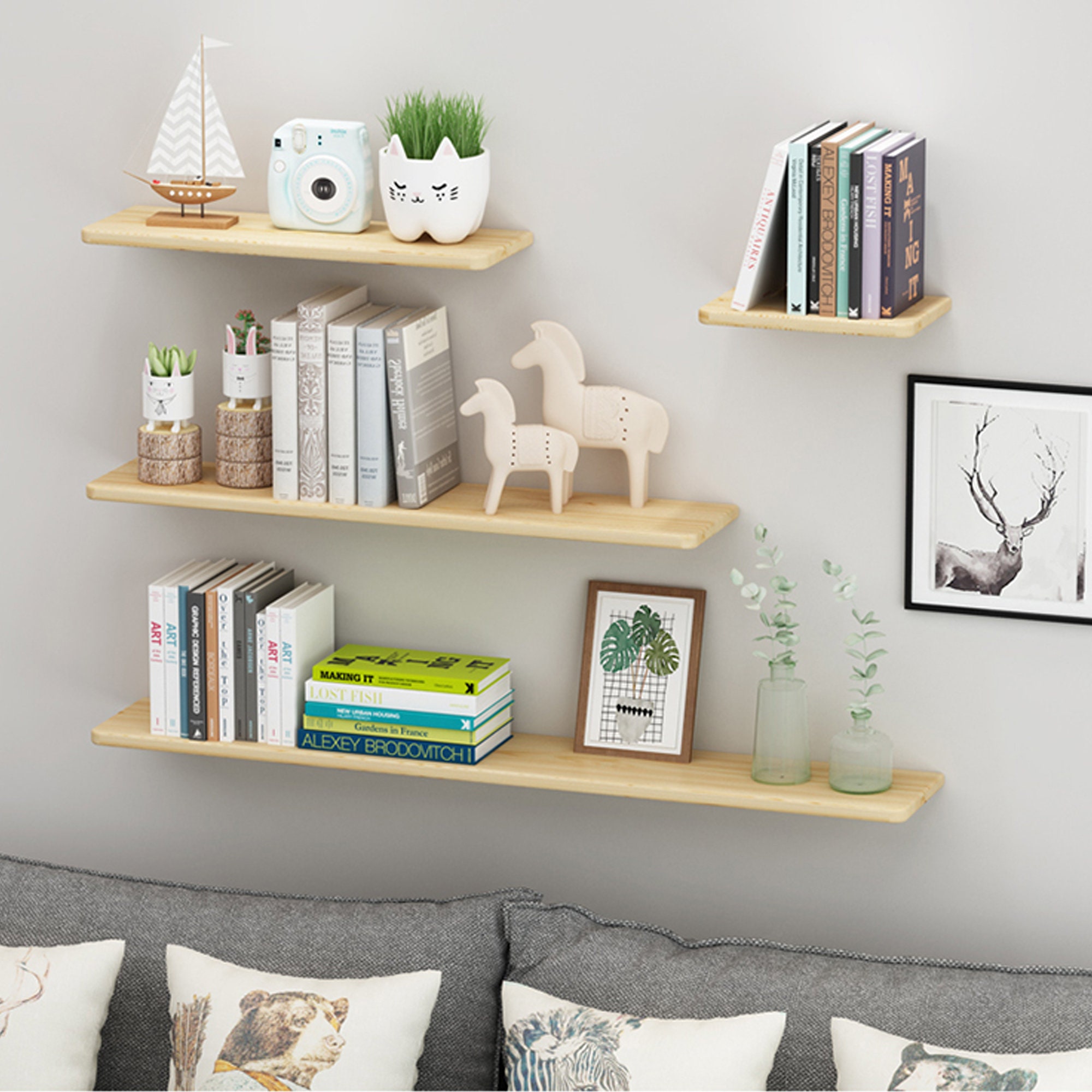 Estante de pared de madera estante de madera natural estante | Etsy