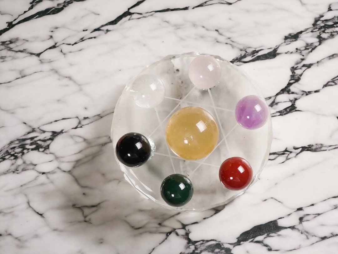 Chakra Sphere Natural Stone Set with Stand Align Your - Etsy