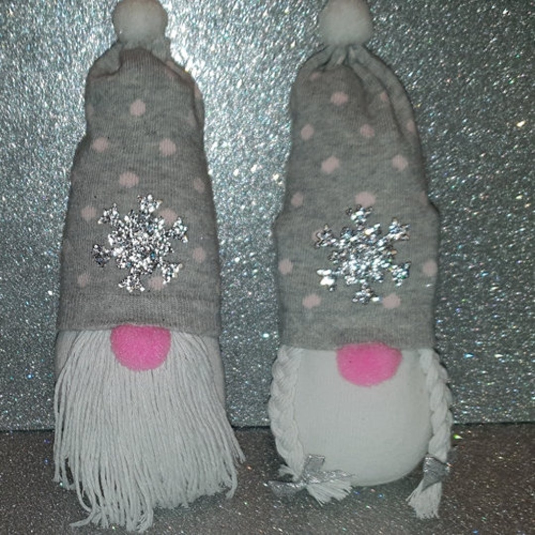 Handmade Mr & Mrs Sock Gonks in Light Grey With Pink Spots - Etsy