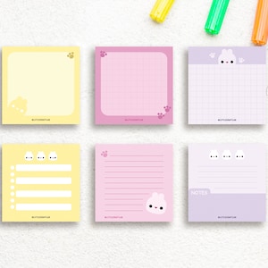 Cute Rabbit Planner Set Notepad Memo Sheet Calendar Weekly Plan Digital ...
