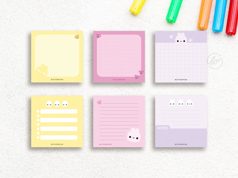 Cute Rabbit Planner Set Notepad Memo Sheet Calendar Weekly Plan Digital ...