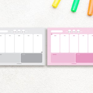 Cute Rabbit Planner Set Notepad Memo Sheet Calendar Weekly Plan Digital ...