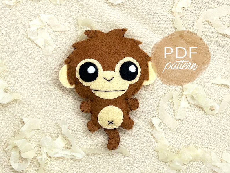 PDF Pattern Little Monchie Monkey Handmade Felt Doll SVG Sewing Pattern ...