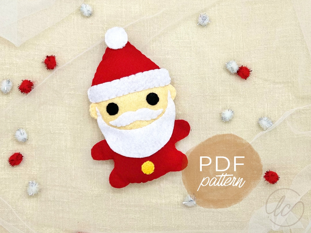 PDF Pattern Little Santa Claus Christmas Handmade Felt Doll SVG Sewing ...