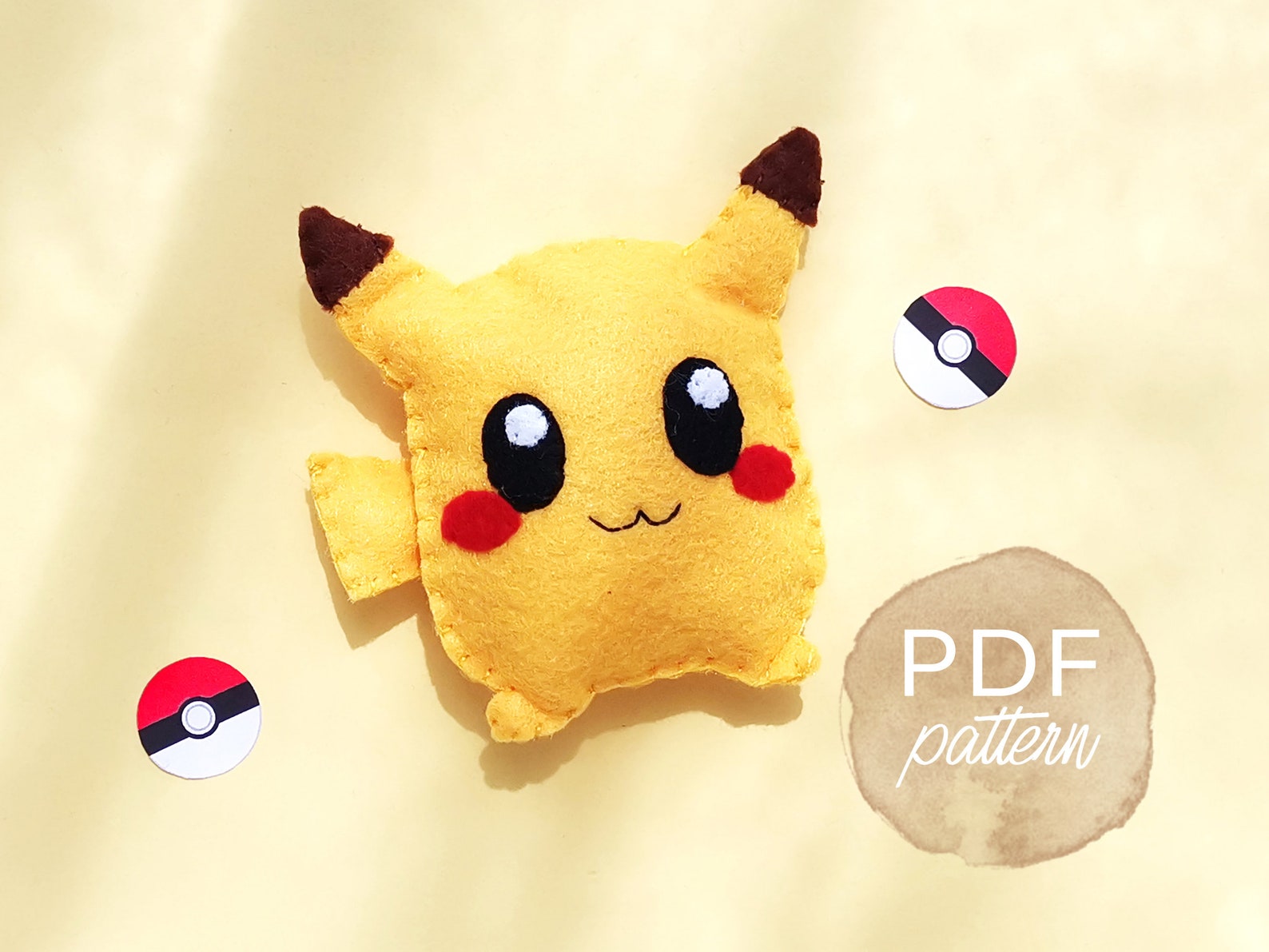 PDF Pattern Little Pikachu Handmade Felt Doll SVG Sewing Pattern ...