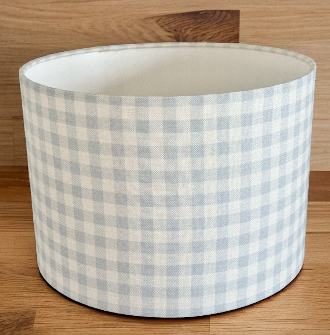 Classic Blue 30cm Linen Drum Ceiling/table Lampshade Gingham Baby Blue ...