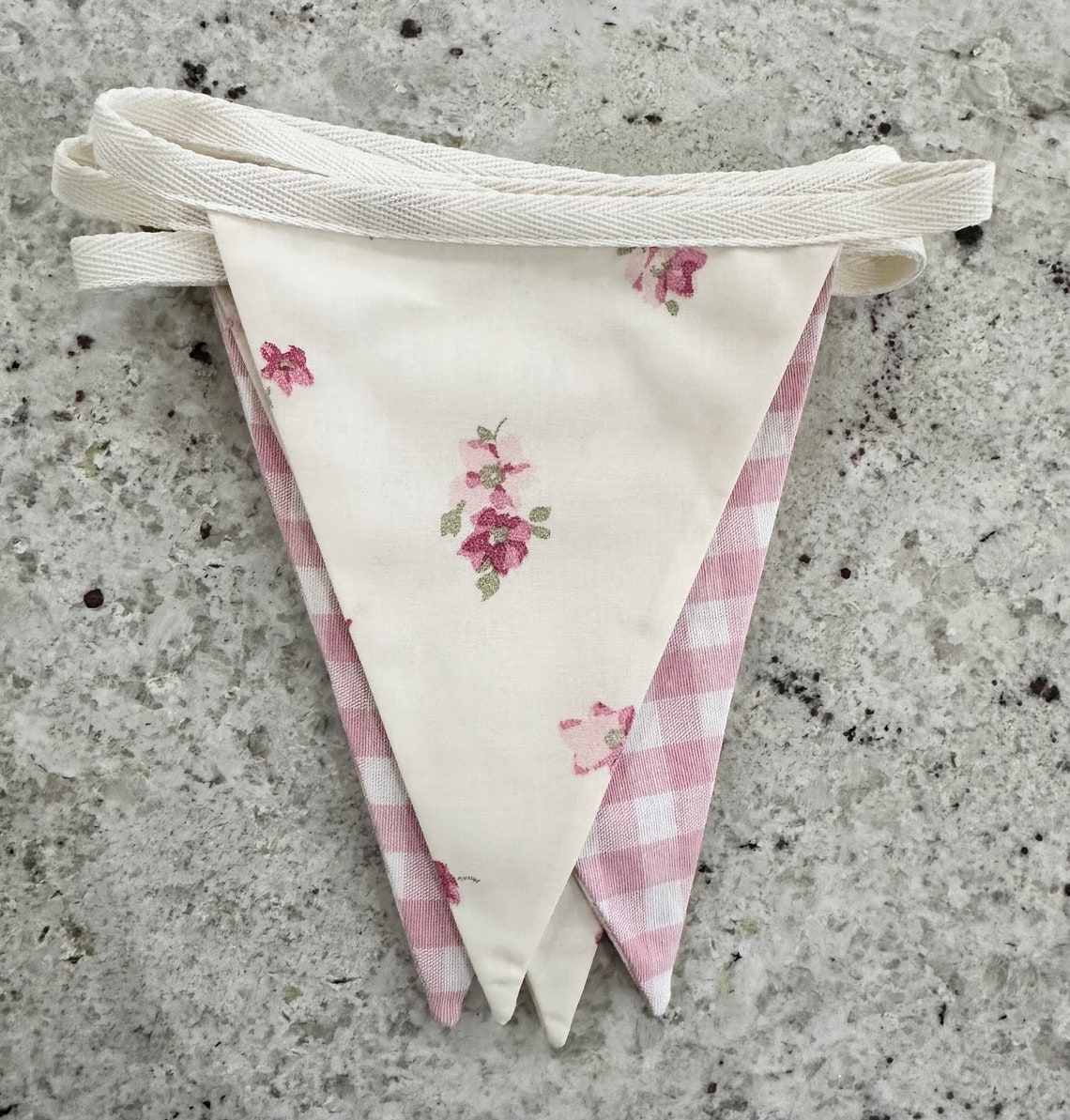 Pink Gingham & Floral Vintage Double Sided Handmade Bunting Laura ...
