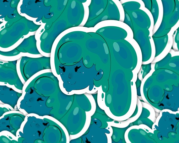 Glossy Blue Green Slime Girl Sticker Face Slime Girl - Etsy