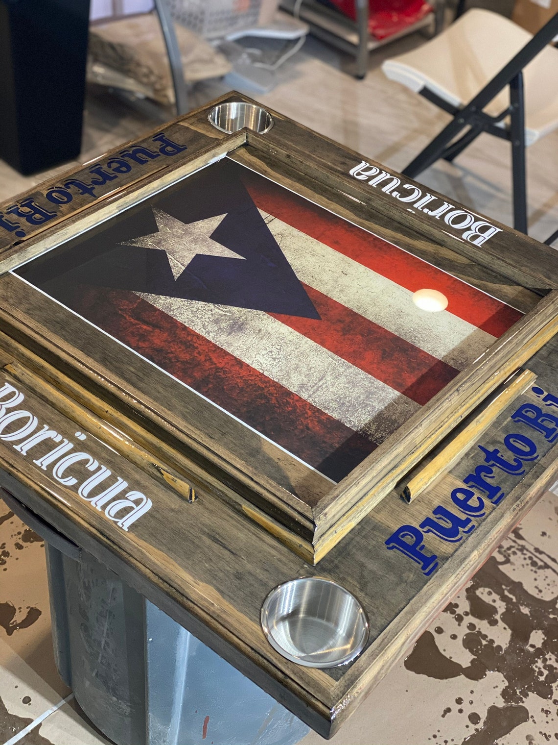 Custom Built Domino Tables w/cup holders and folding legs | Etsy