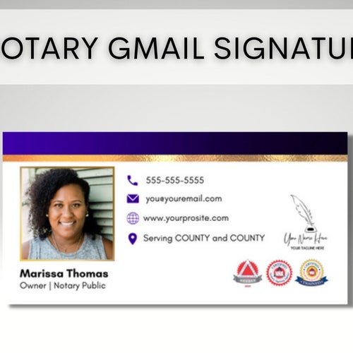 Notary Gmail Signature Template Editable Email Signature for - Etsy