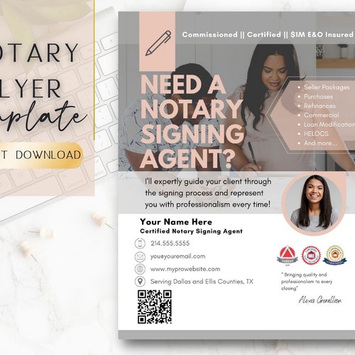Notary Notary Signing Agent Flyer Template Notary Signing - Etsy