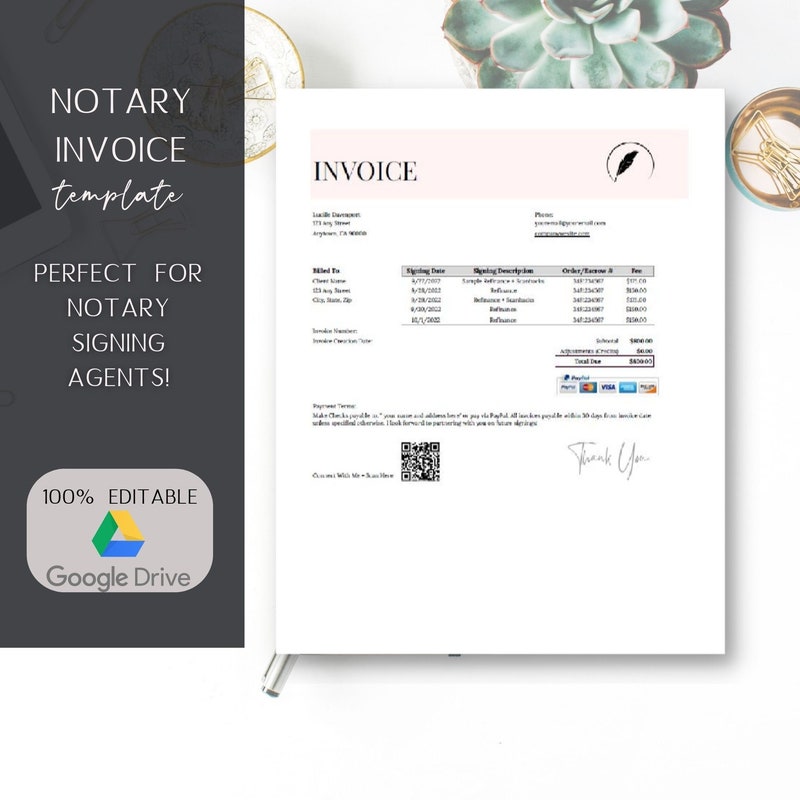 Notary Invoice - Etsy