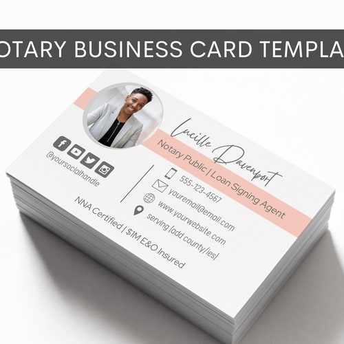 Notary Business Card Template Business Cards for Loan Signing - Etsy