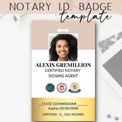 Notary ID Badge Template - Etsy