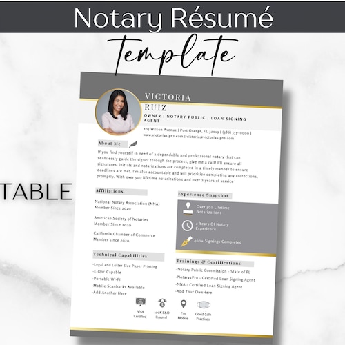 Notary Marketing Resume Template Loan Signing Agent Resume - Etsy