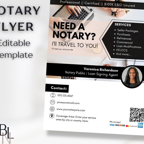Notary Public Marketing Flyer Template Notary Signing Agent - Etsy