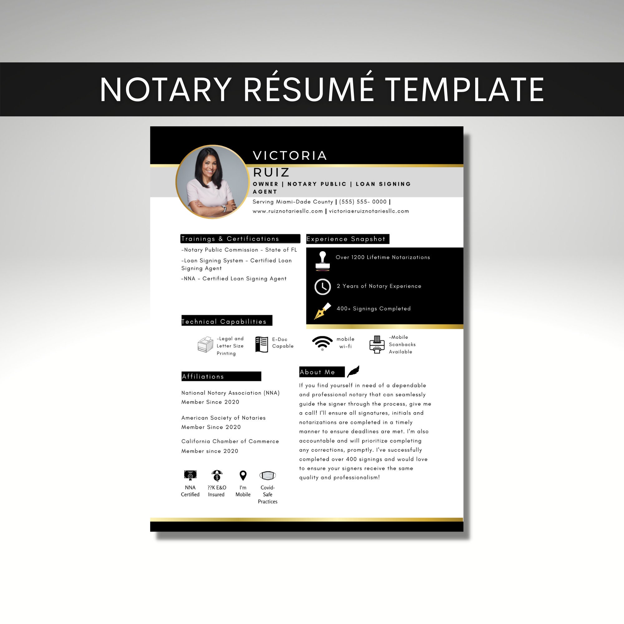 Notary Marketing Resume Template Loan Signing Agent - Etsy