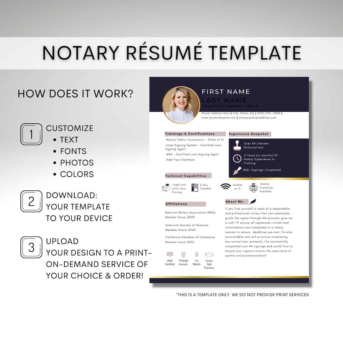 Notary Marketing Resume Template Loan Signing Agent - Etsy
