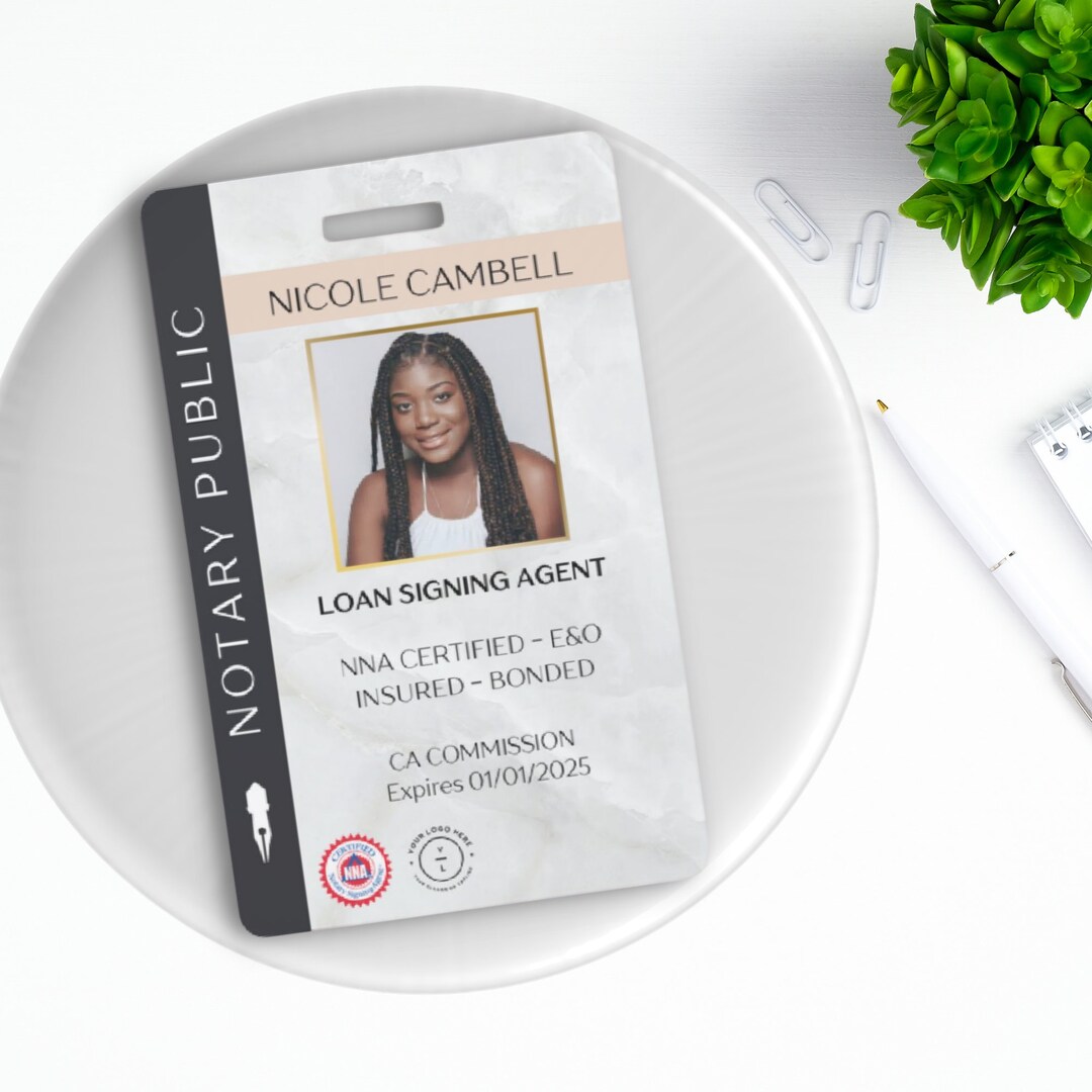 Notary Badge Template, Editable Loan Signing Agent Badge TEMPLATE ...