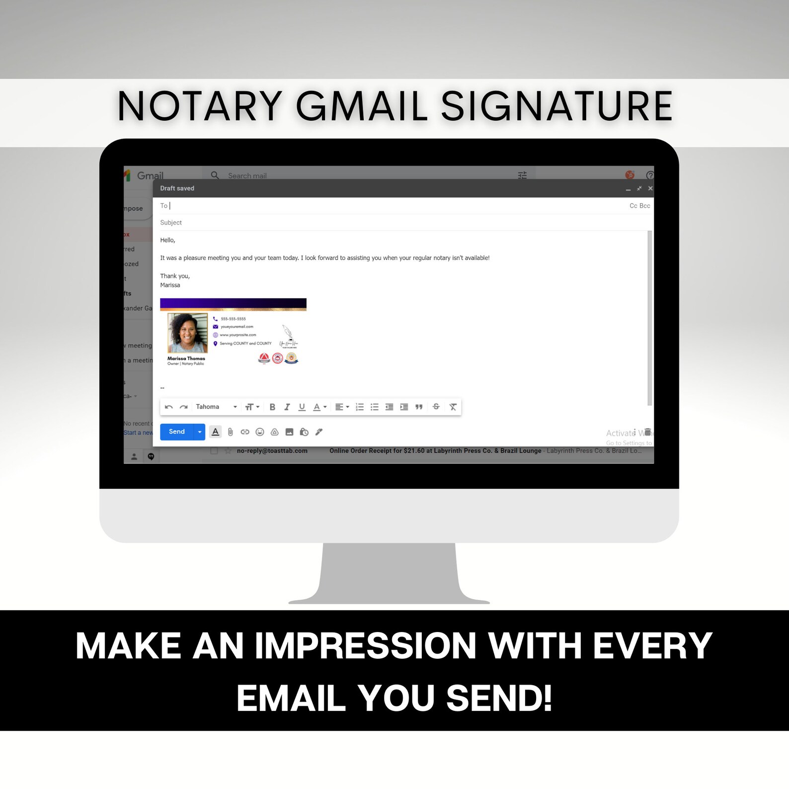 Notary Gmail Signature Templateeditable Email Signature for - Etsy