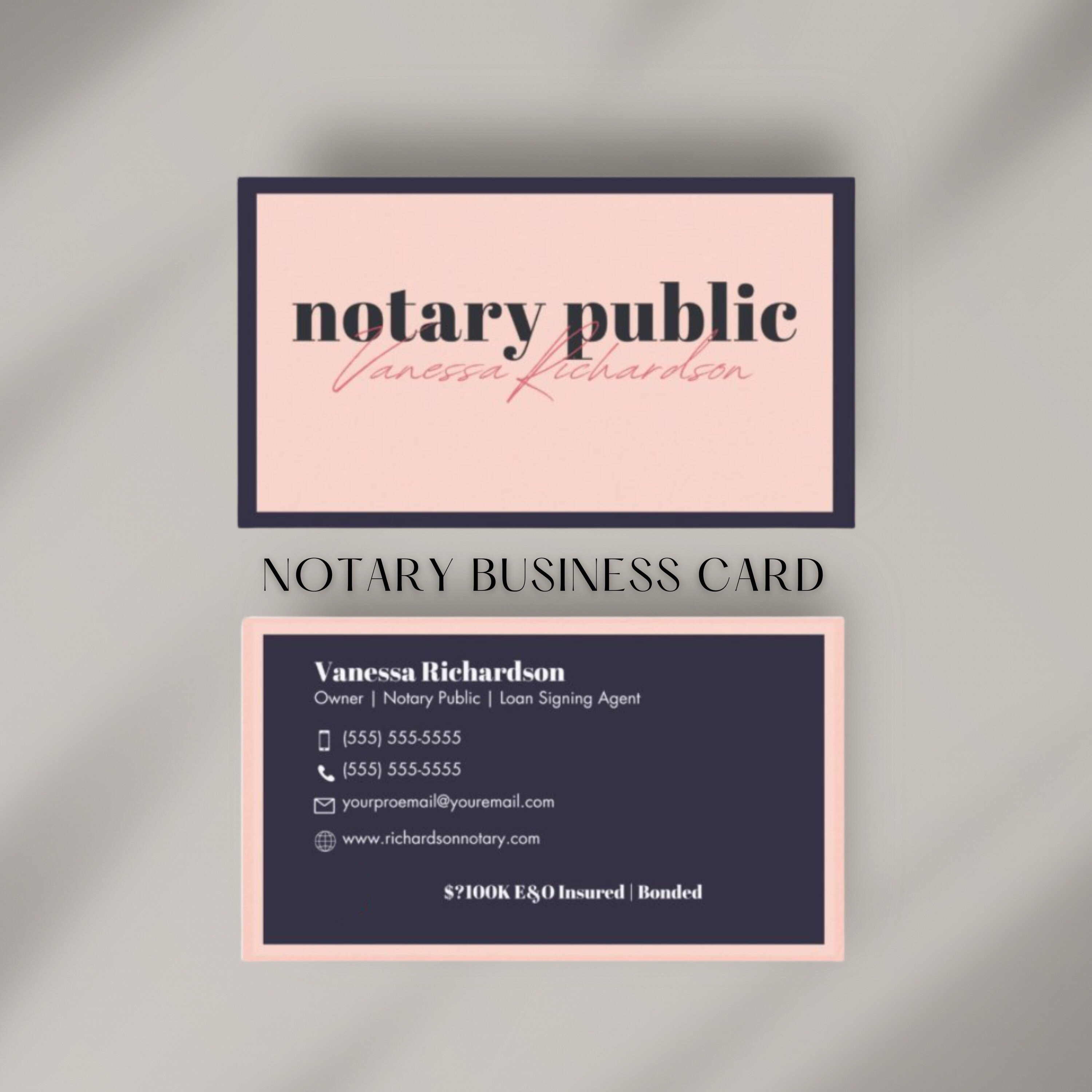 Custom Modern Notary Business Card Template Etsy