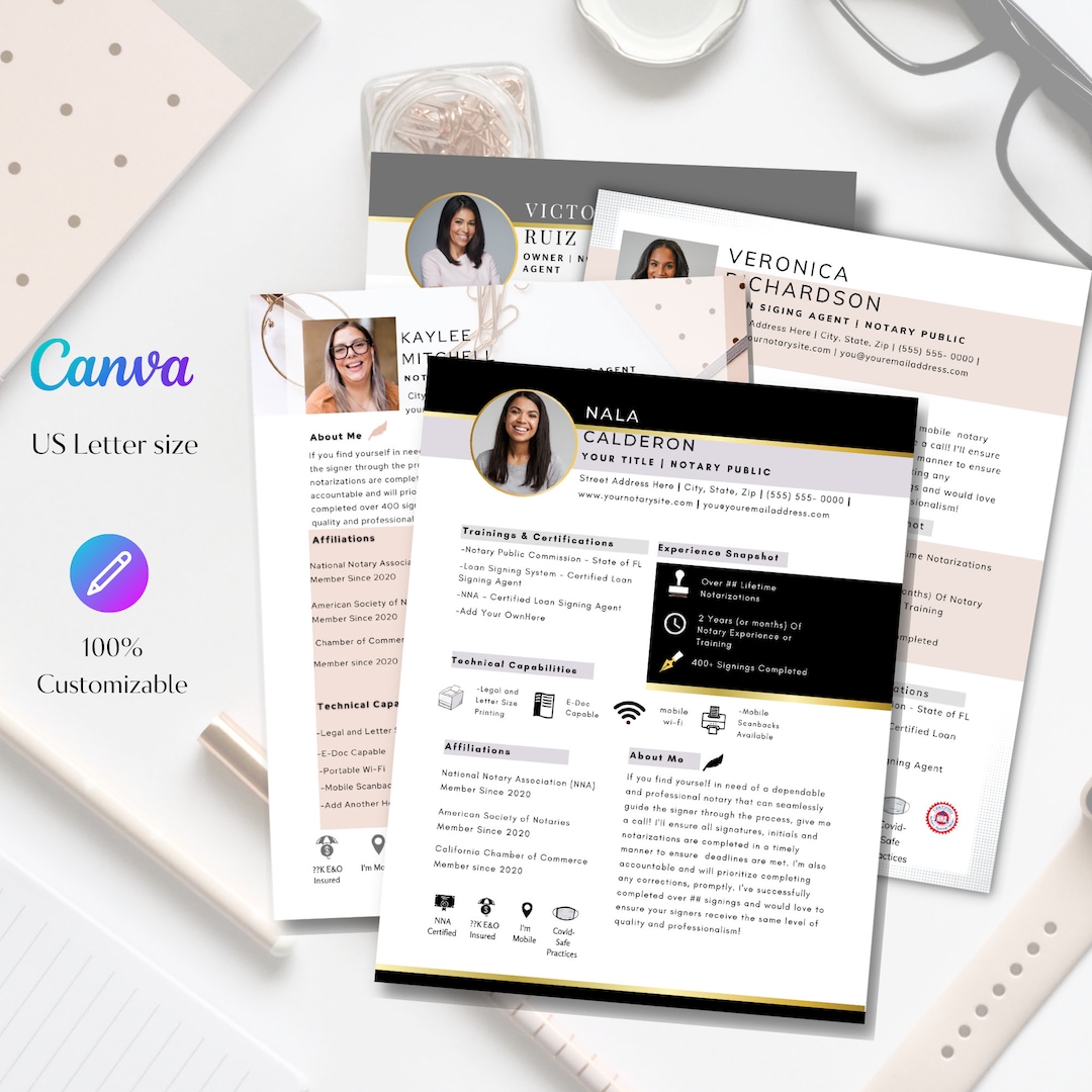 Notary Marketing Resume Template Bundle, Loan Signing Agent ...