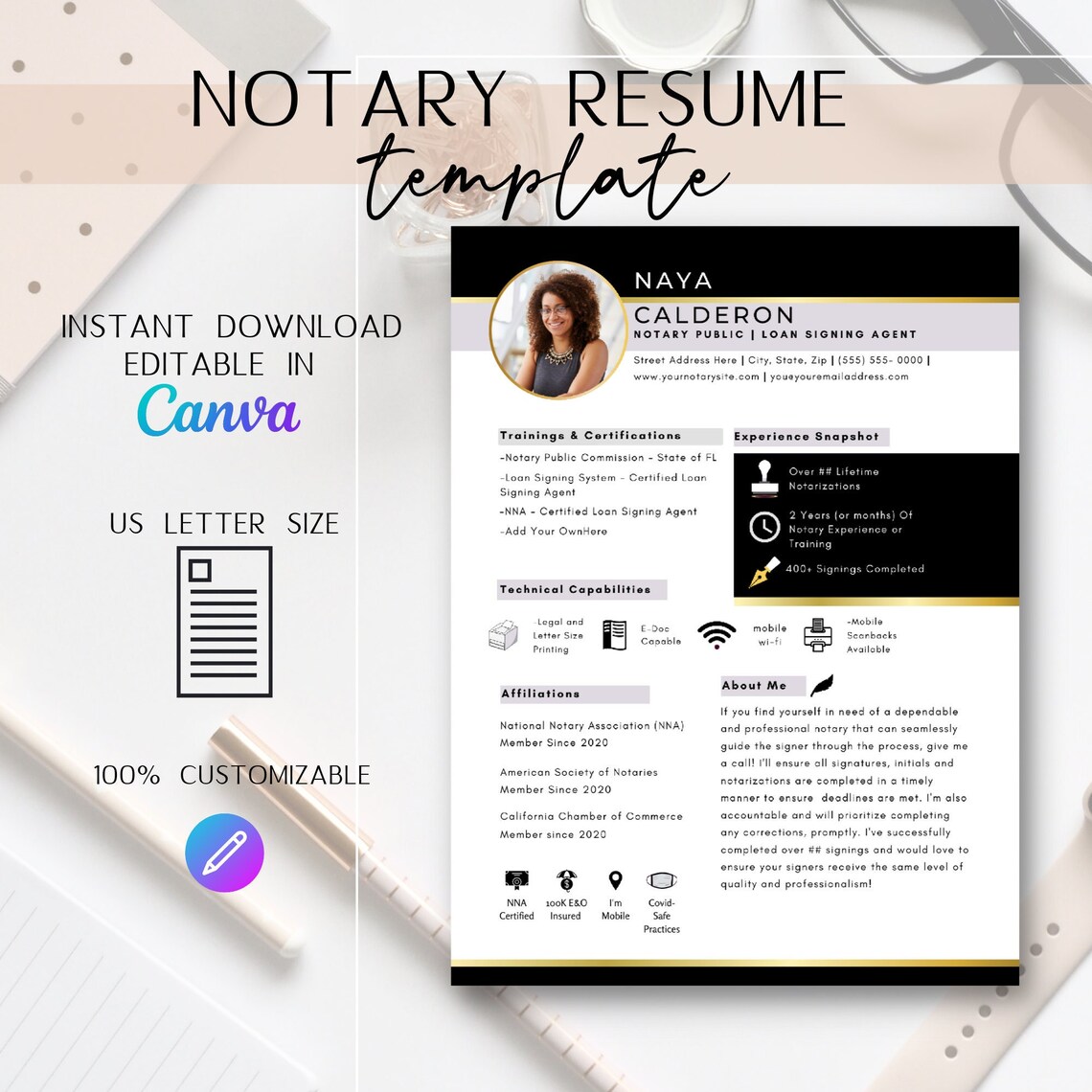 Notary Marketing Resume Template Loan Signing Agent - Etsy
