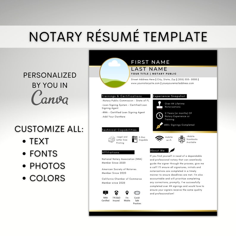 Notary Marketing Resume Template Loan Signing Agent - Etsy