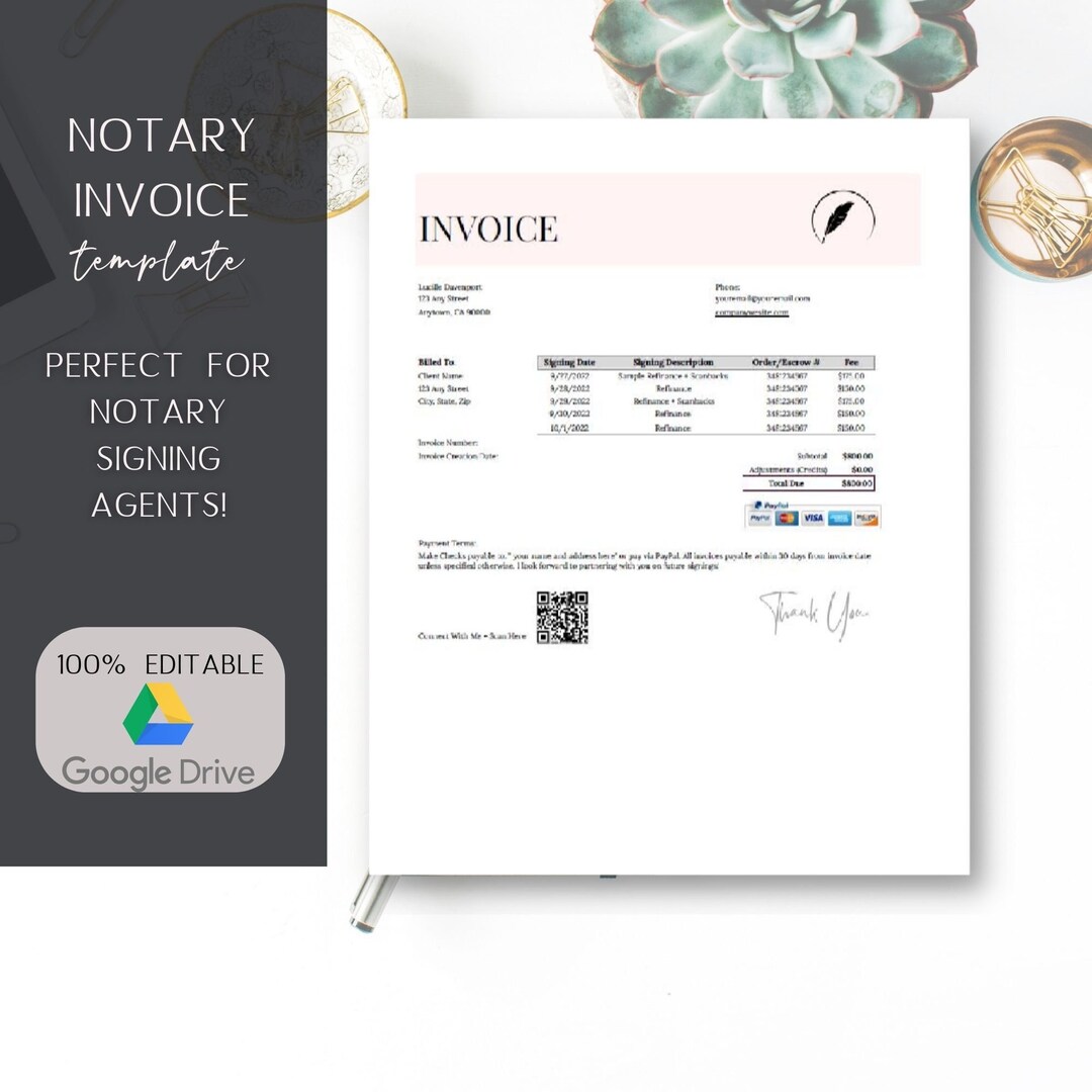 Notary Invoice Template for Google Drive - Invoice Template Word for ...