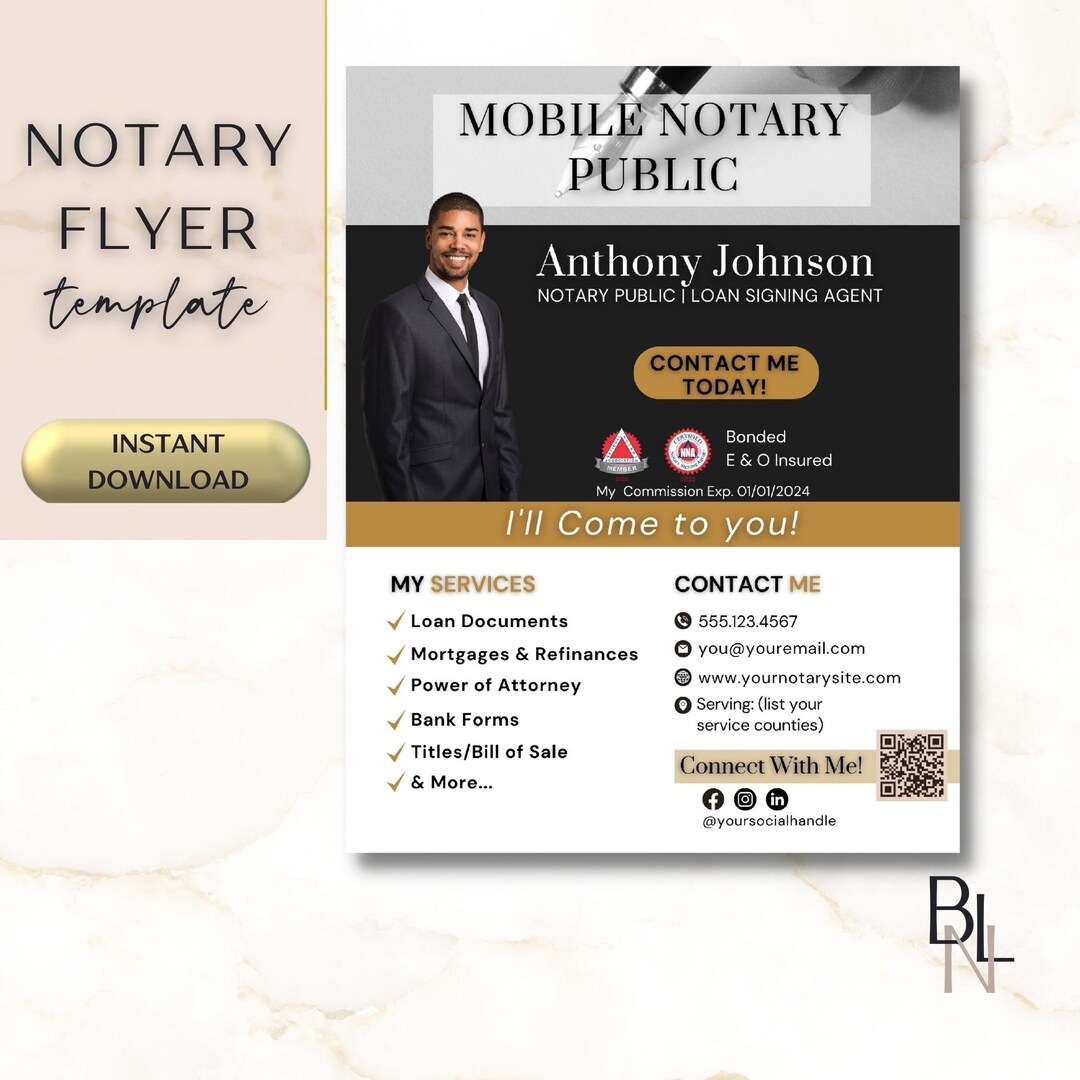 Notary Flyer, Notary Marketing Template for Signing Agents and Mobile ...