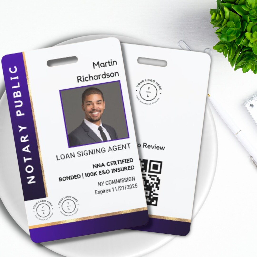 Notary ID Badge Template, Notary Badge for Loan Signing Agent - Etsy