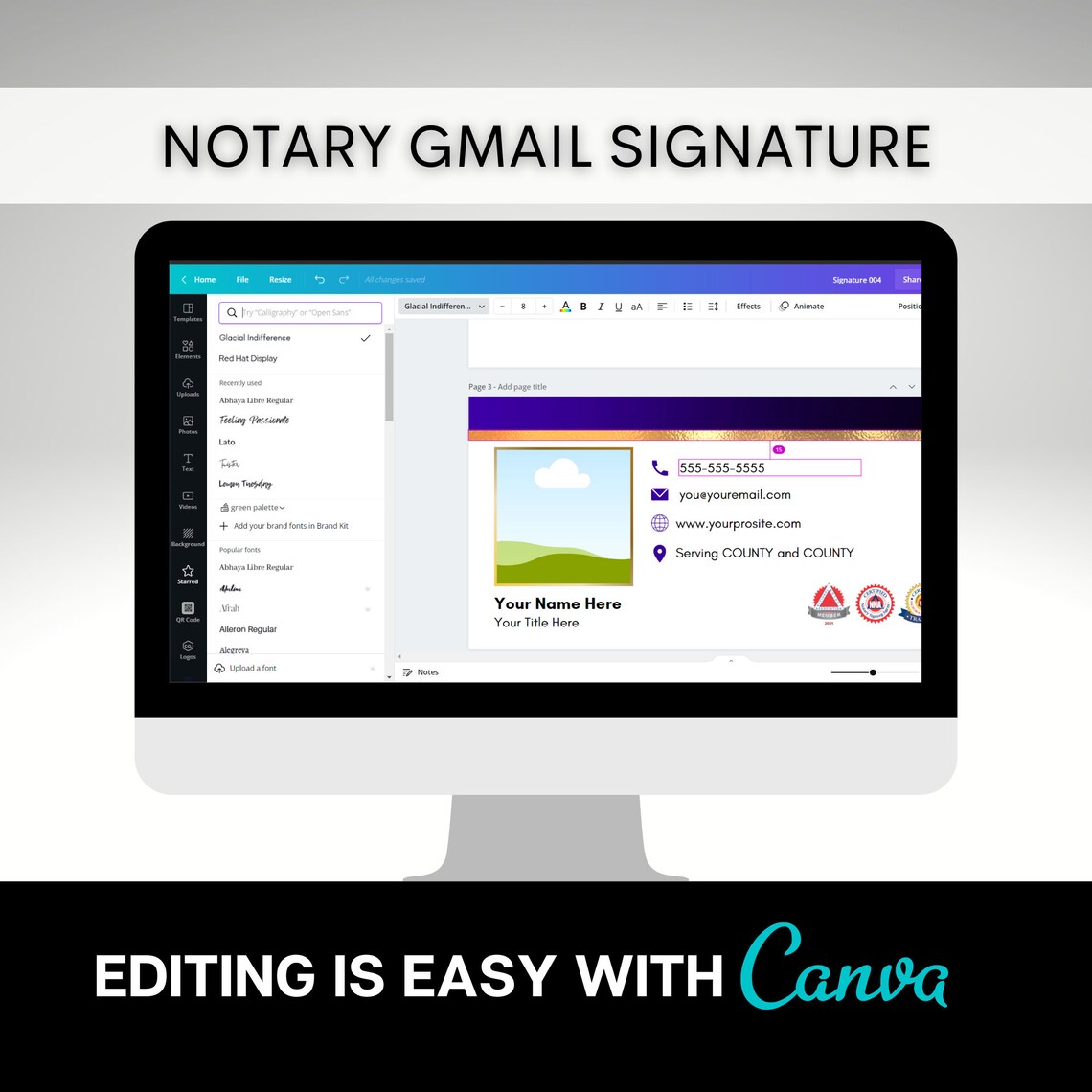 Notary Gmail Signature Template,editable Email Signature for Notary ...