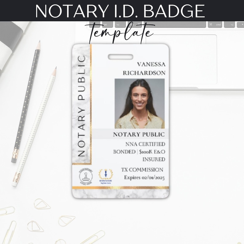 Professional Marble Notary Badge Template for Notary Signing - Etsy
