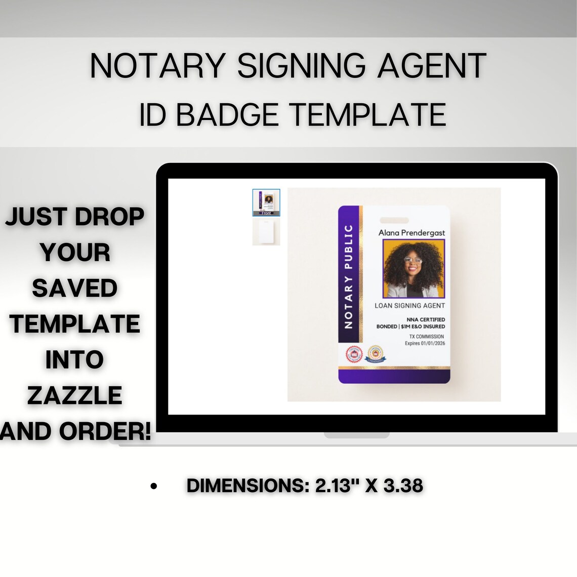 Notary ID Badge Template Notary Badge for Loan Signing Agent - Etsy