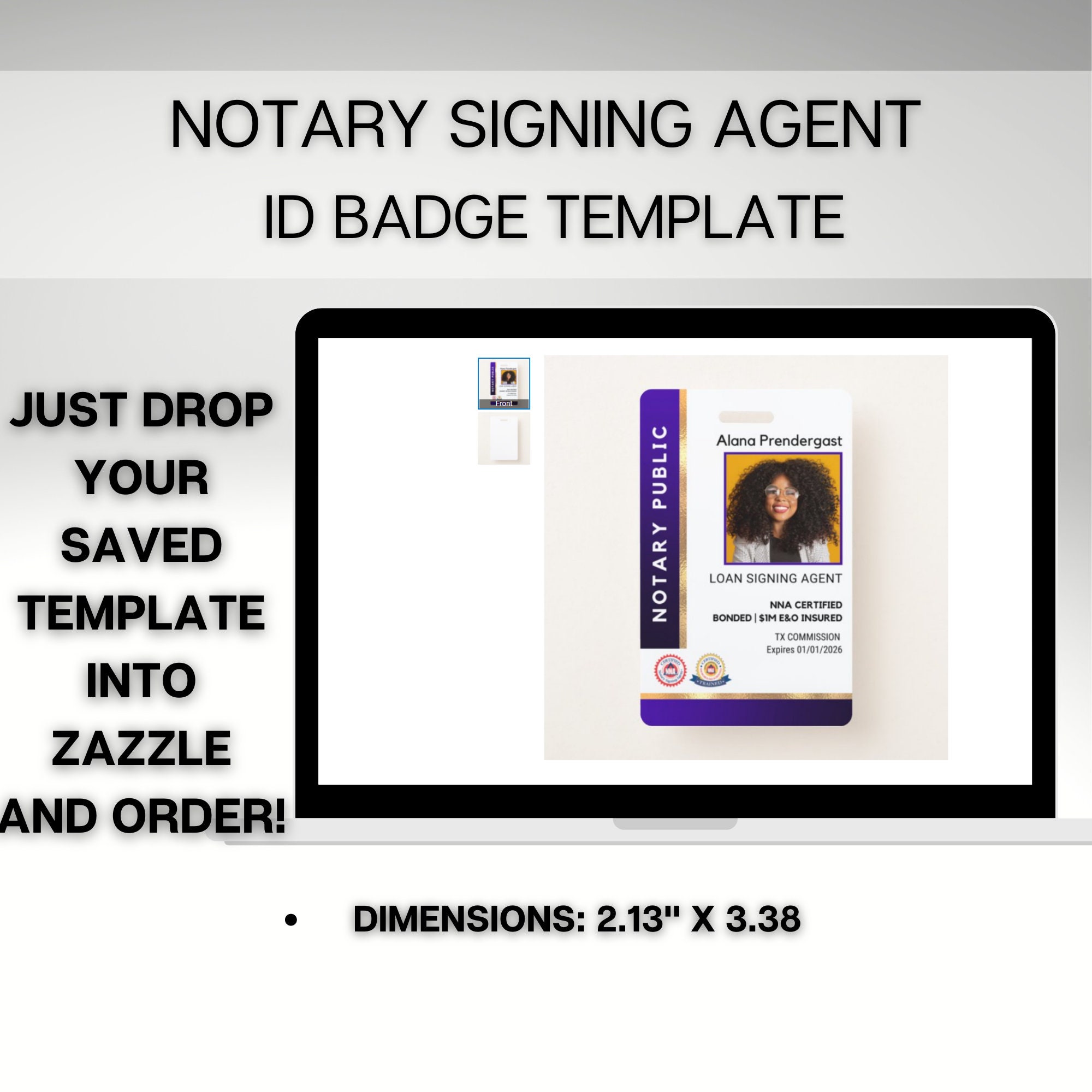 Notary ID Badge Template Notary Badge for Loan Signing Agent - Etsy