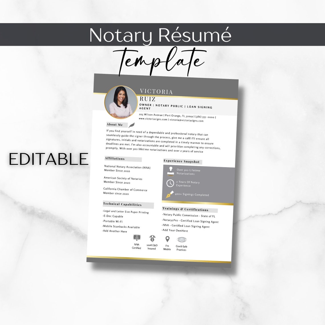 Notary Marketing Resume Template Loan Signing Agent Resume - Etsy