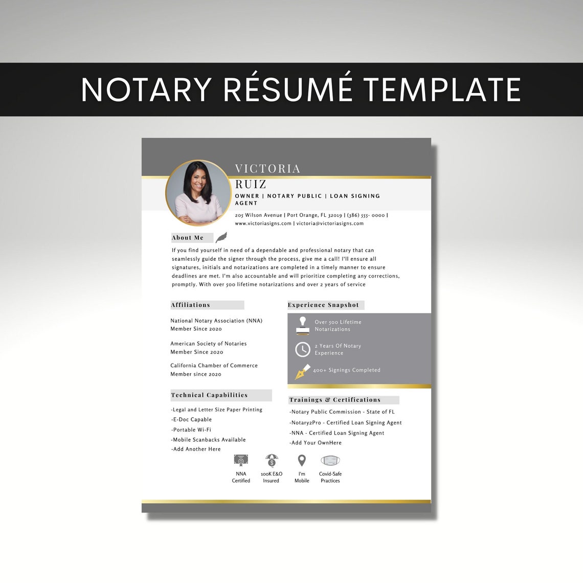 Notary Marketing Resume Template Loan Signing Agent Resume - Etsy