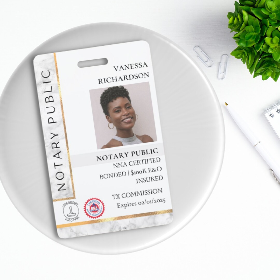 Professional Marble Notary Badge Template for Notary Signing Agents and ...