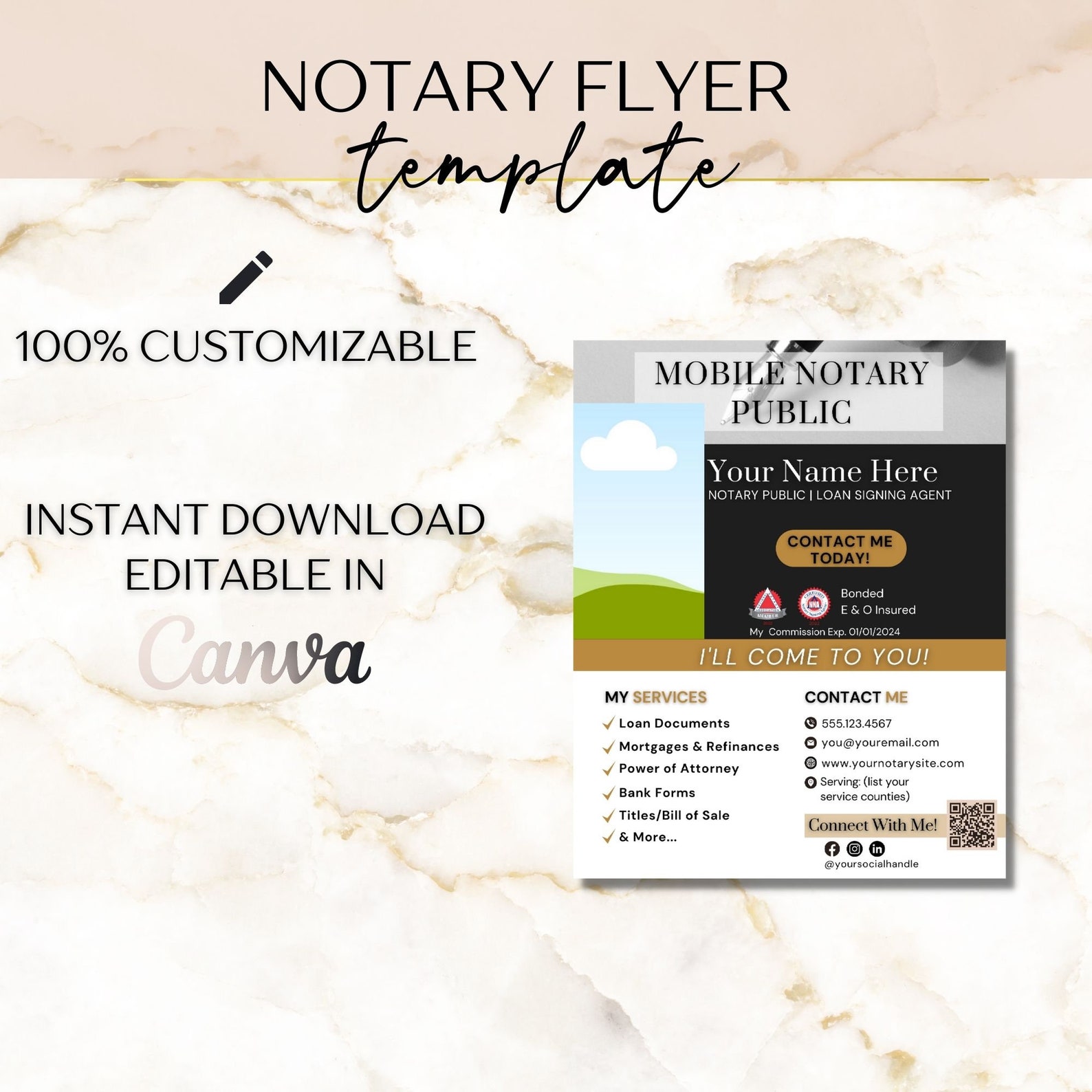Notary Flyer, Notary Marketing Template for Signing Agents and Mobile ...