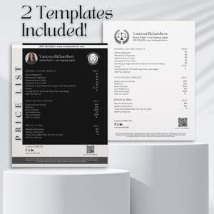 Modern Photo Notary Price List Template Bundle, Minimal Notary Pricing ...