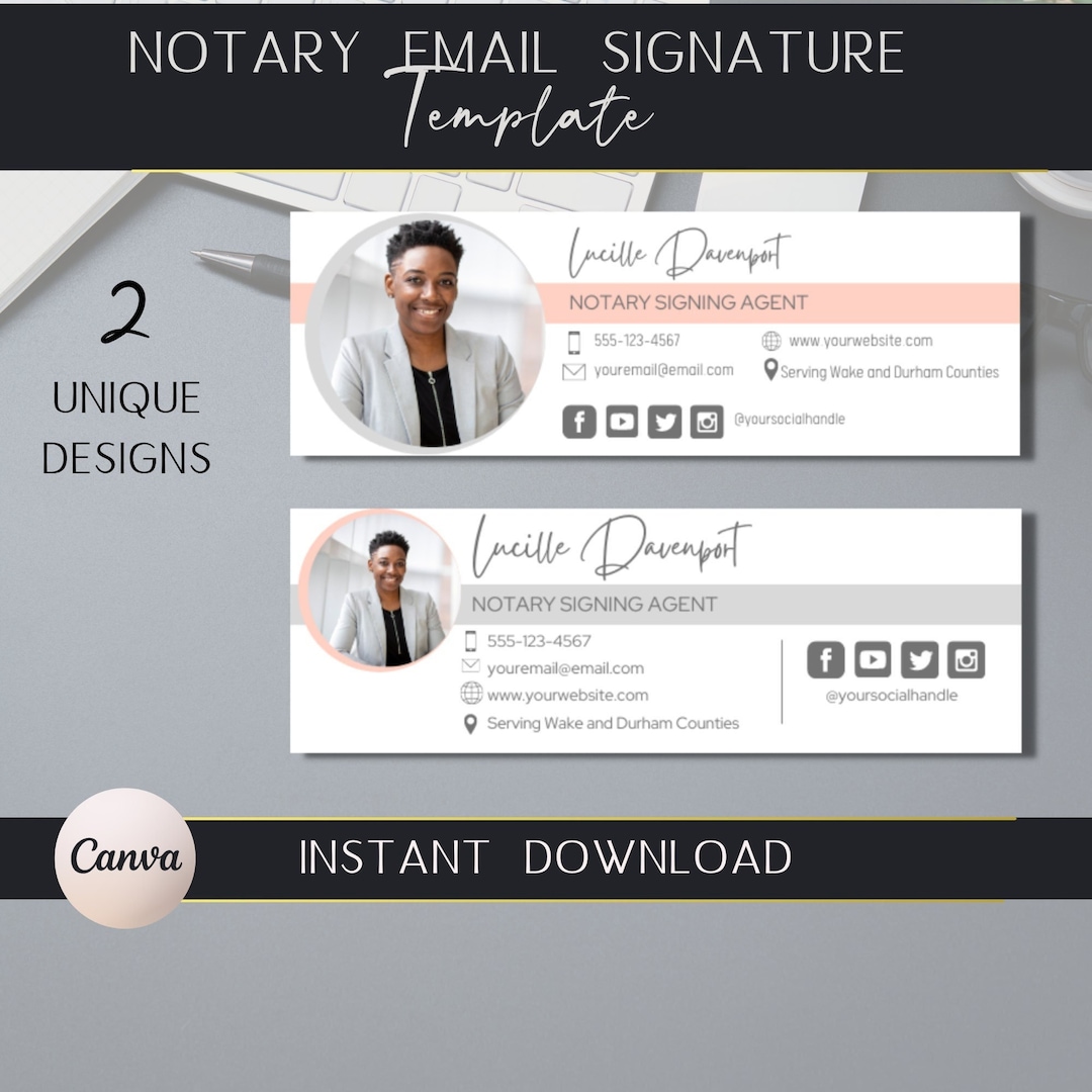 Notary Gmail Signature Template, Editable Email Signature for Notary ...
