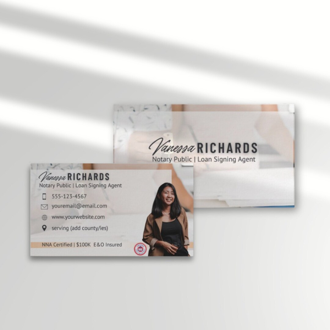 Notary Business Cards, Loan Signing Agent Card, Notary Signing Agent ...