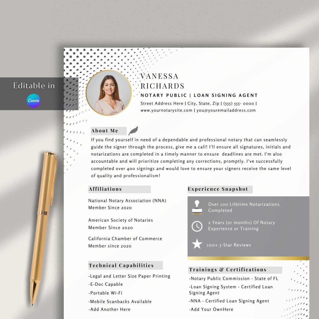 Notary Marketing Resume Template, Loan Signing Agent Resume Letter ...